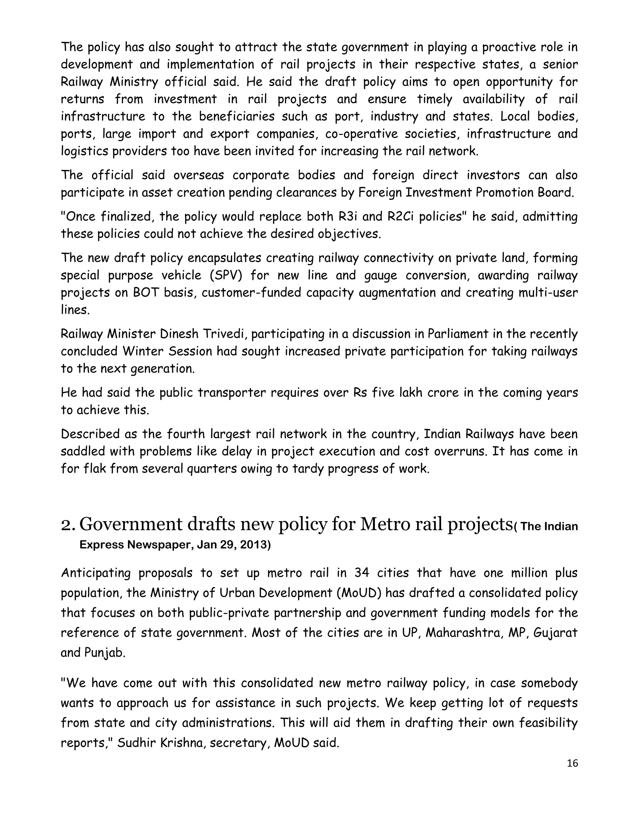 Transport policy in india | DOCX