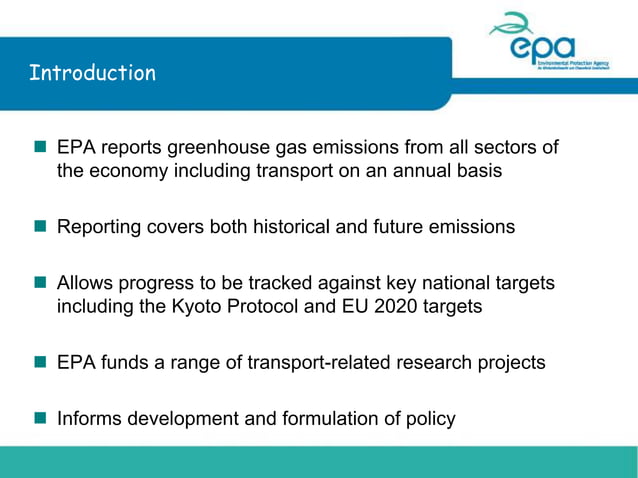 EPA: Greenhouse Gas Emissions and the Transport Sector - Laura Burke | PPT