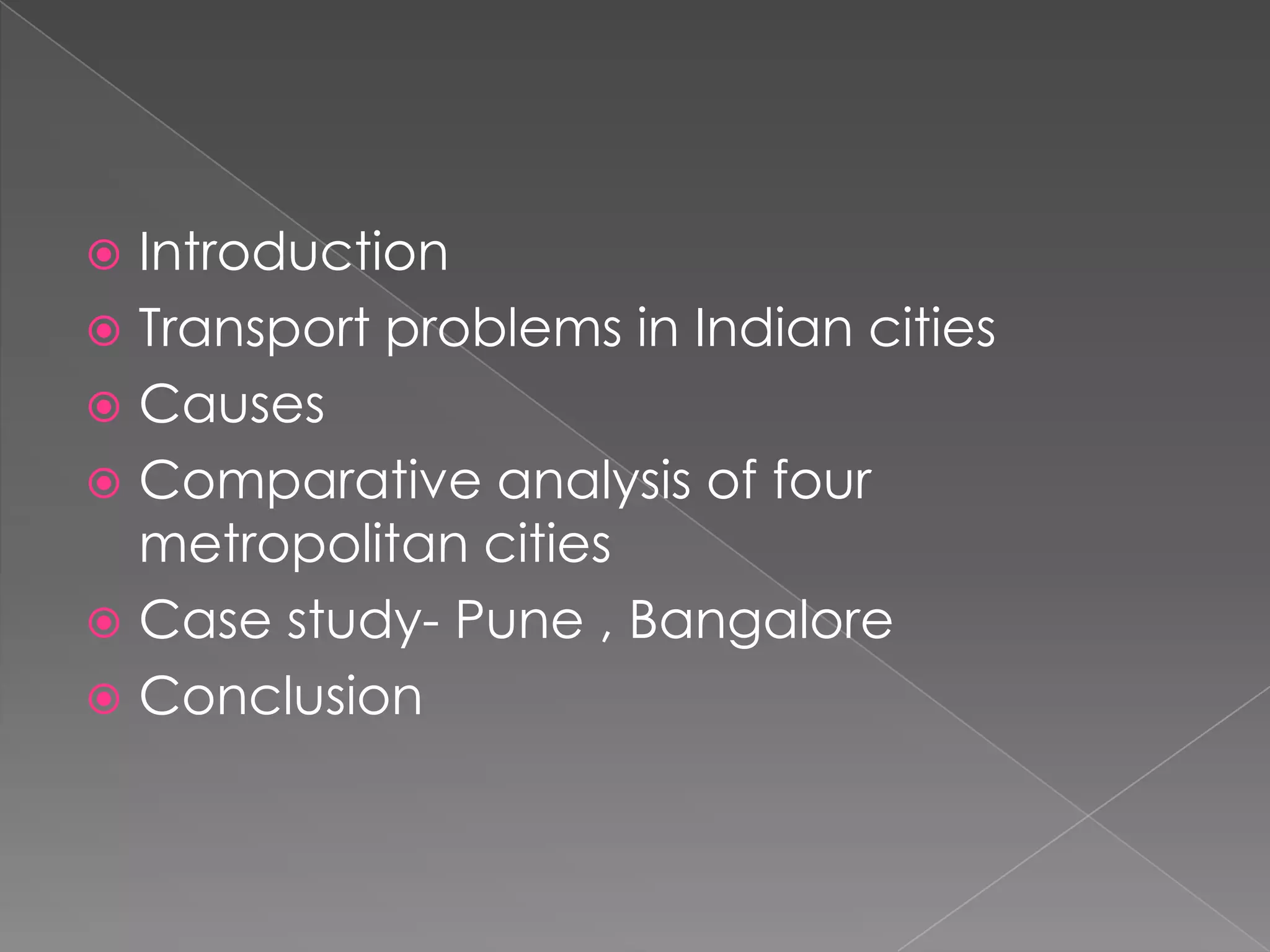 Transport problems in urban india | PPTX