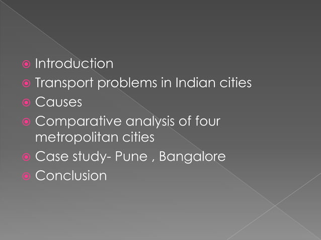 Transport problems in urban india | PPTX