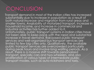 Transport problems in urban india | PPTX