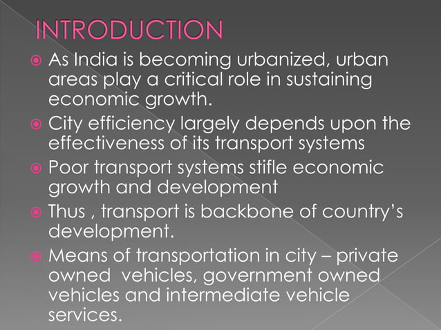 Transport problems in urban india | PPTX