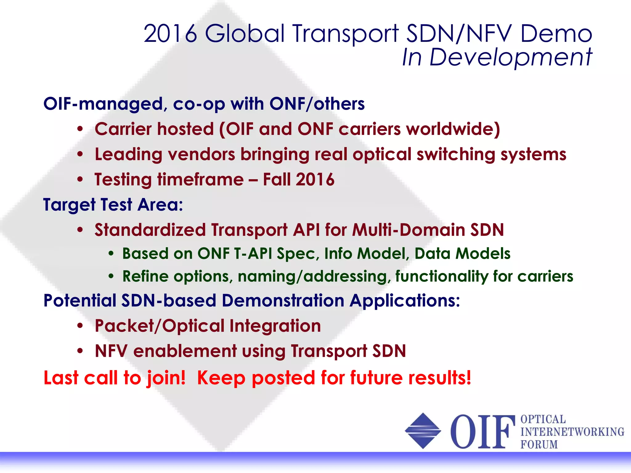 Transport SDN & NFV - What does it mean for Optical Networking? | PDF
