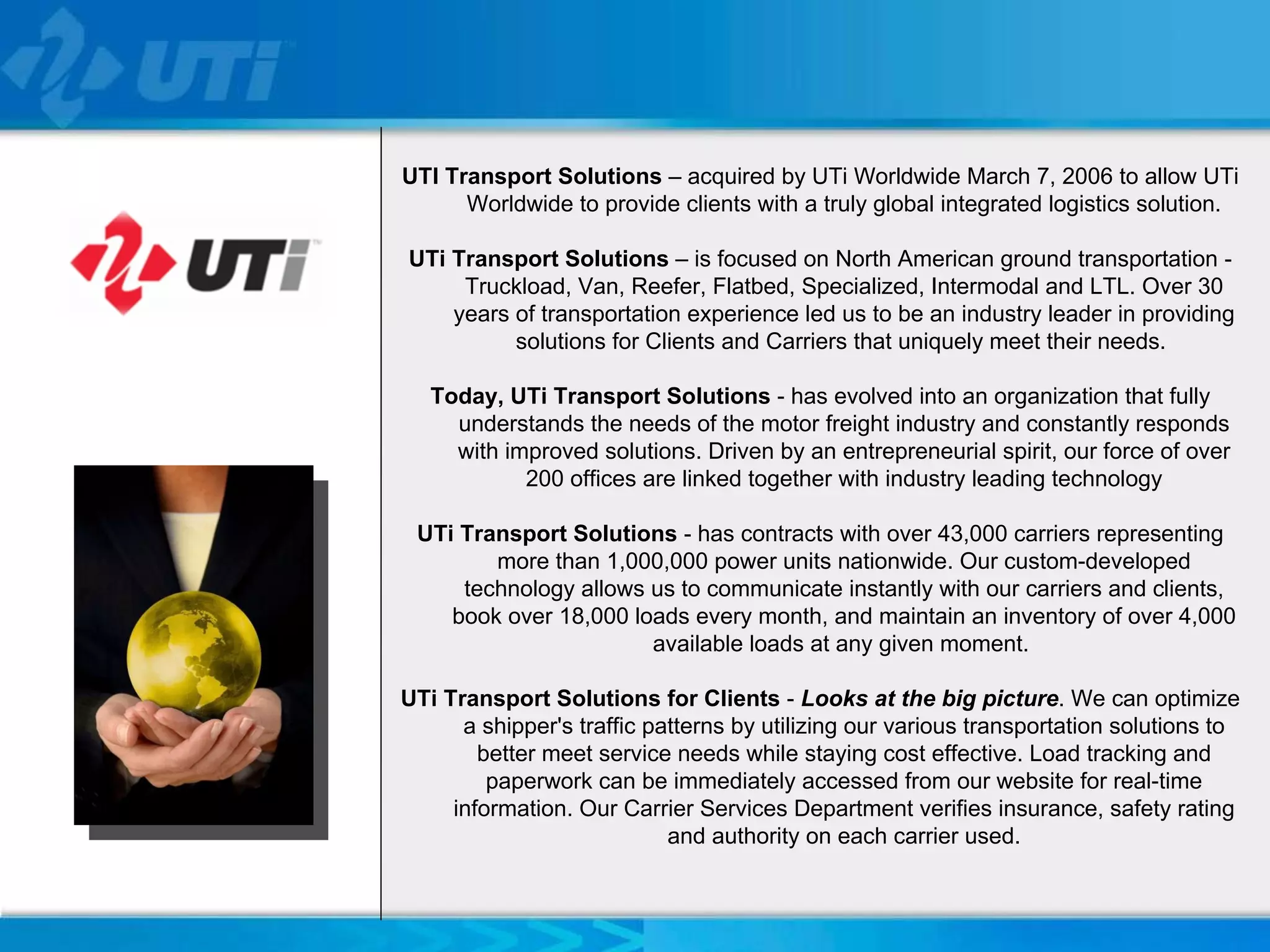 UTi Transport Solutions | PPT