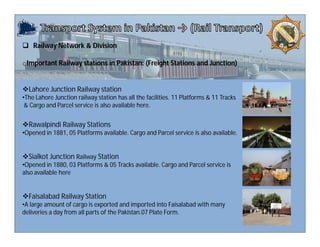 Transport System in Pakistan - (( Rail Transport)) | PDF