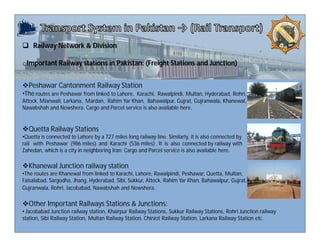 Transport System in Pakistan - (( Rail Transport)) | PDF