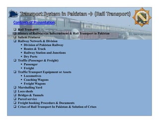 Transport System in Pakistan - (( Rail Transport)) | PDF