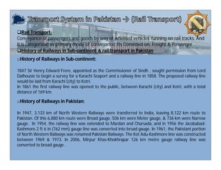 Transport System in Pakistan - (( Rail Transport)) | PDF