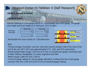 Transport System in Pakistan - (( Rail Transport)) | PDF