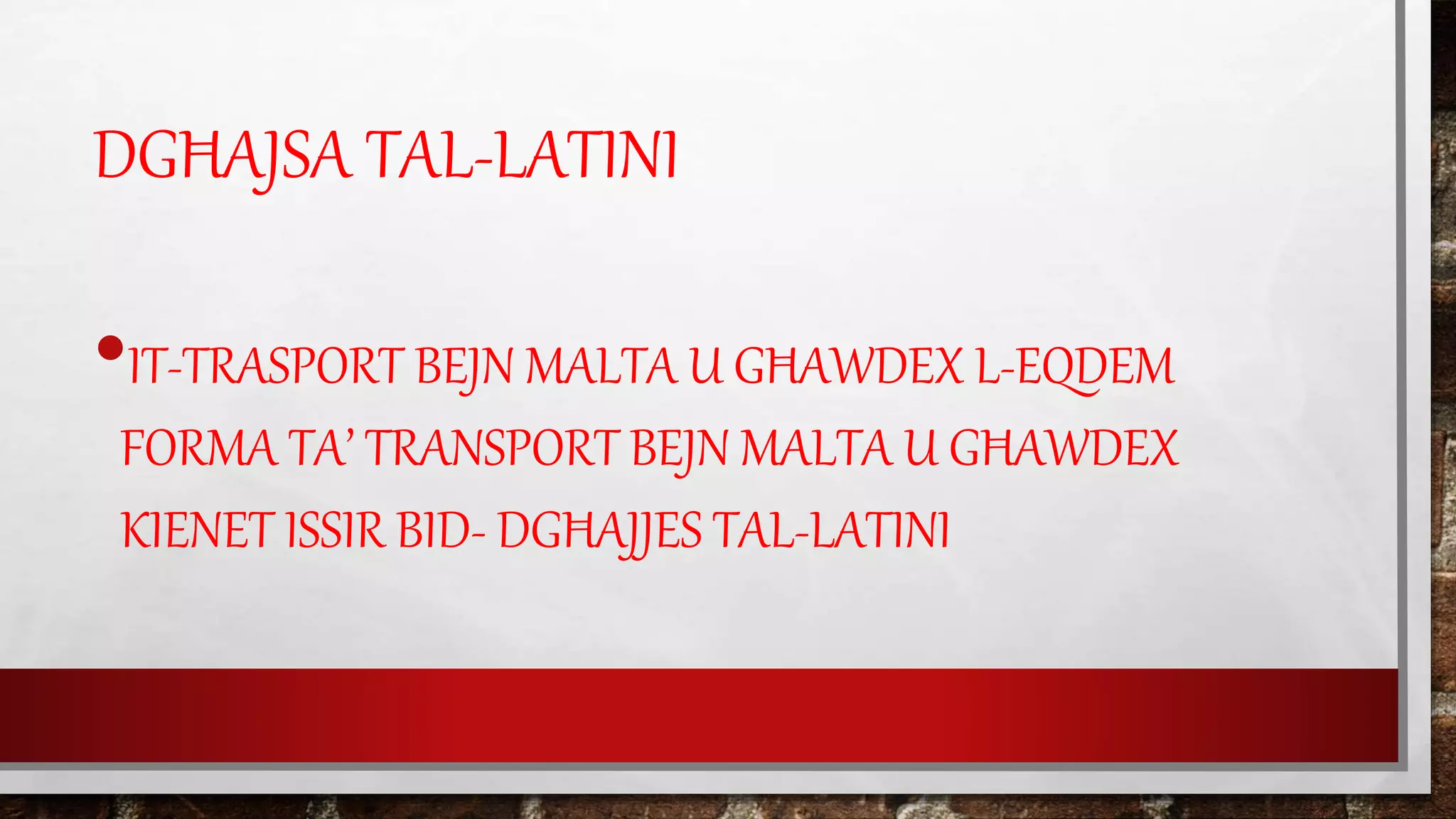 Transport tal bahar | PPTX