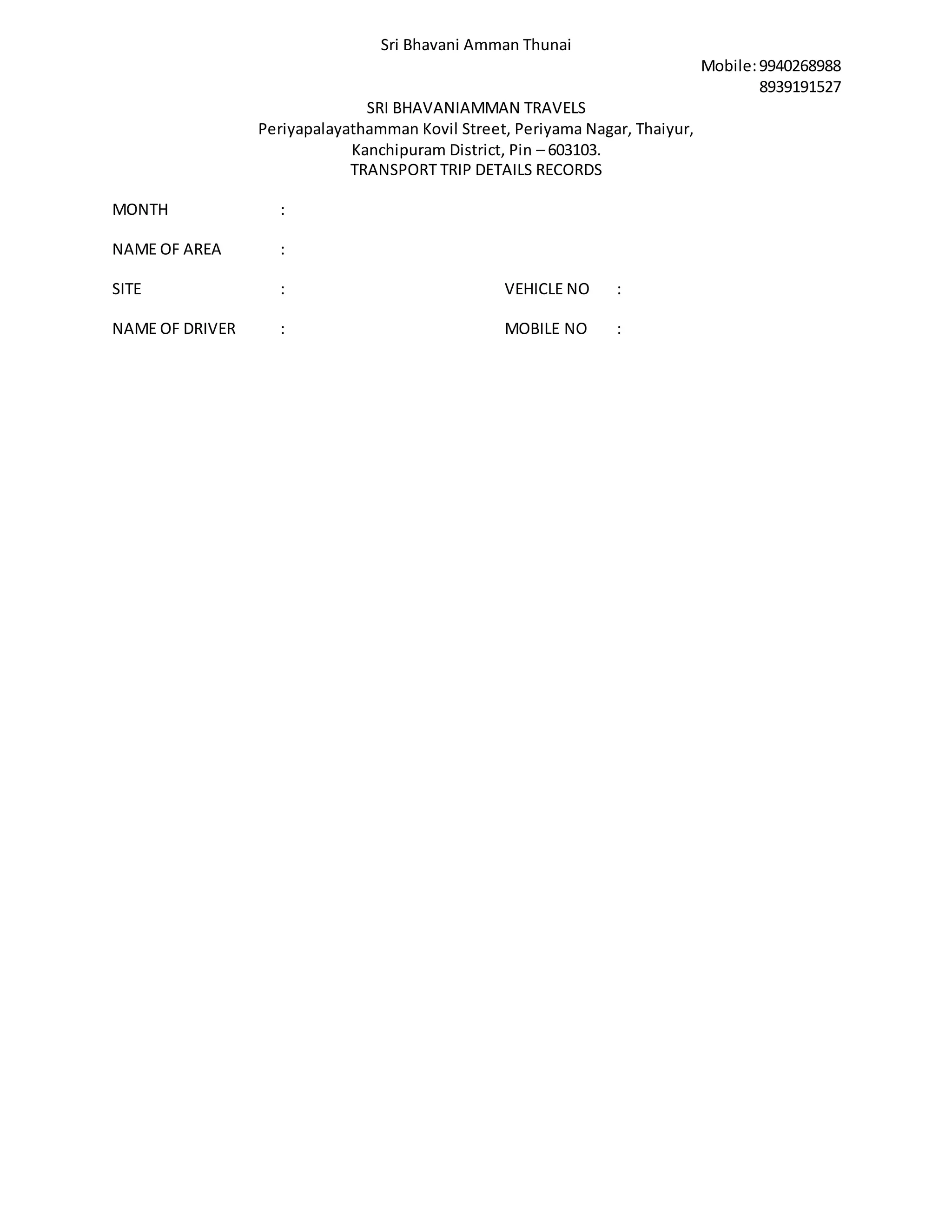 Transport trip details records | DOCX