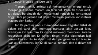 Transpor zat melalu zat membran power point | PPTX