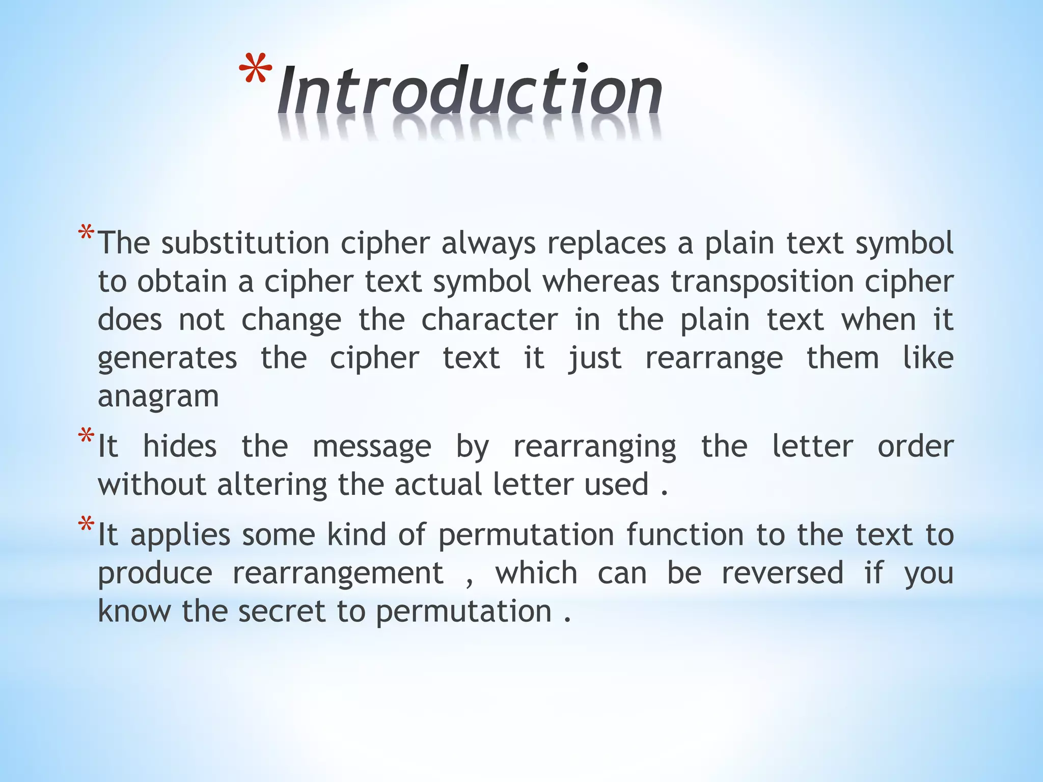 Transposition cipher techniques | PPTX
