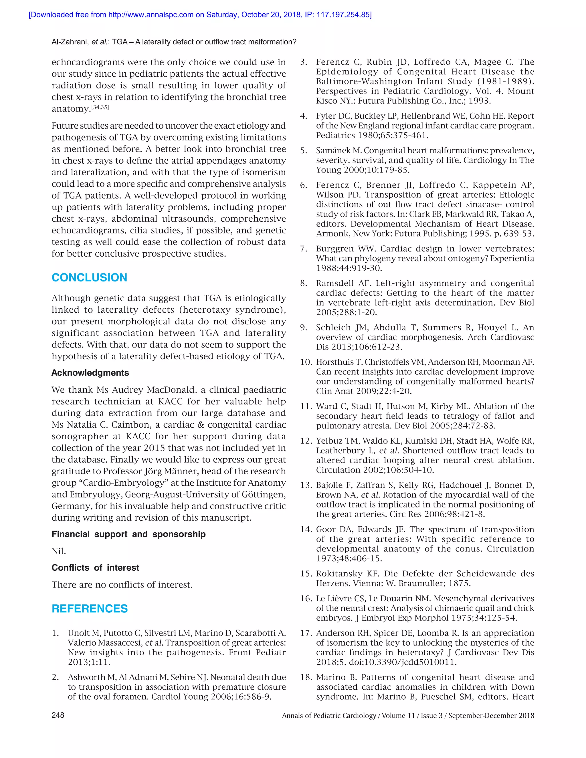 Transposition of the great arteries | PDF