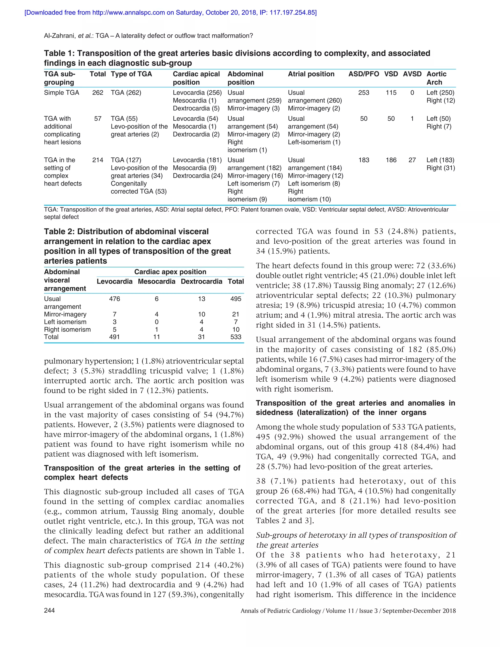 Transposition of the great arteries | PDF
