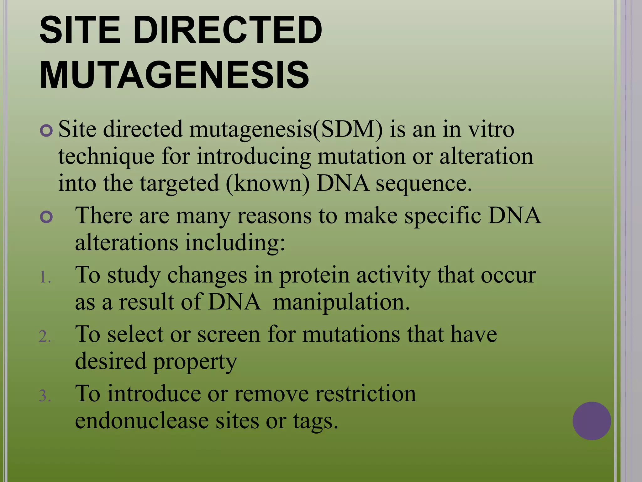 Transposon mutagenesis & site directed mutagenesis | PPTX