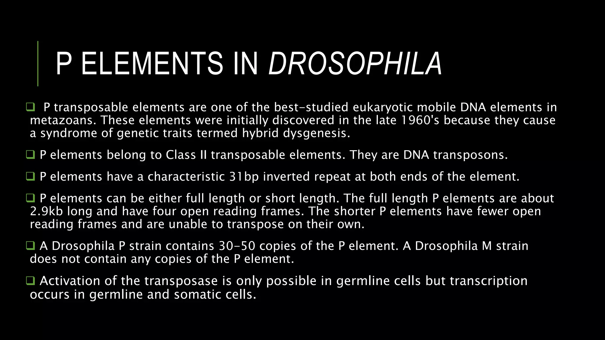 Transposons in drosophila - P element | PPTX