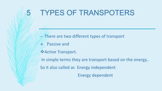Transpoters and ion channels | PPTX