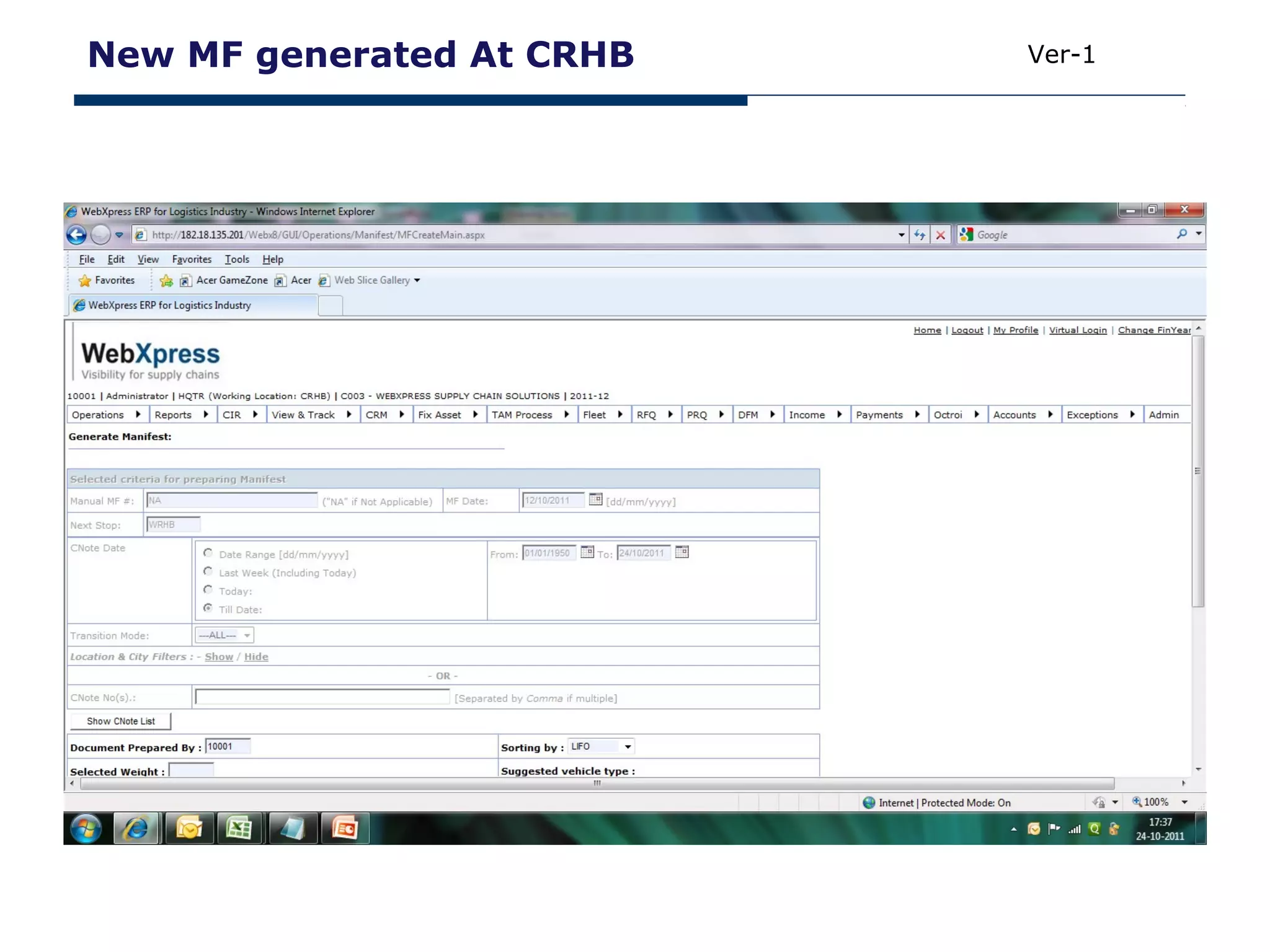 WebXpress Transshipment Module | PPT