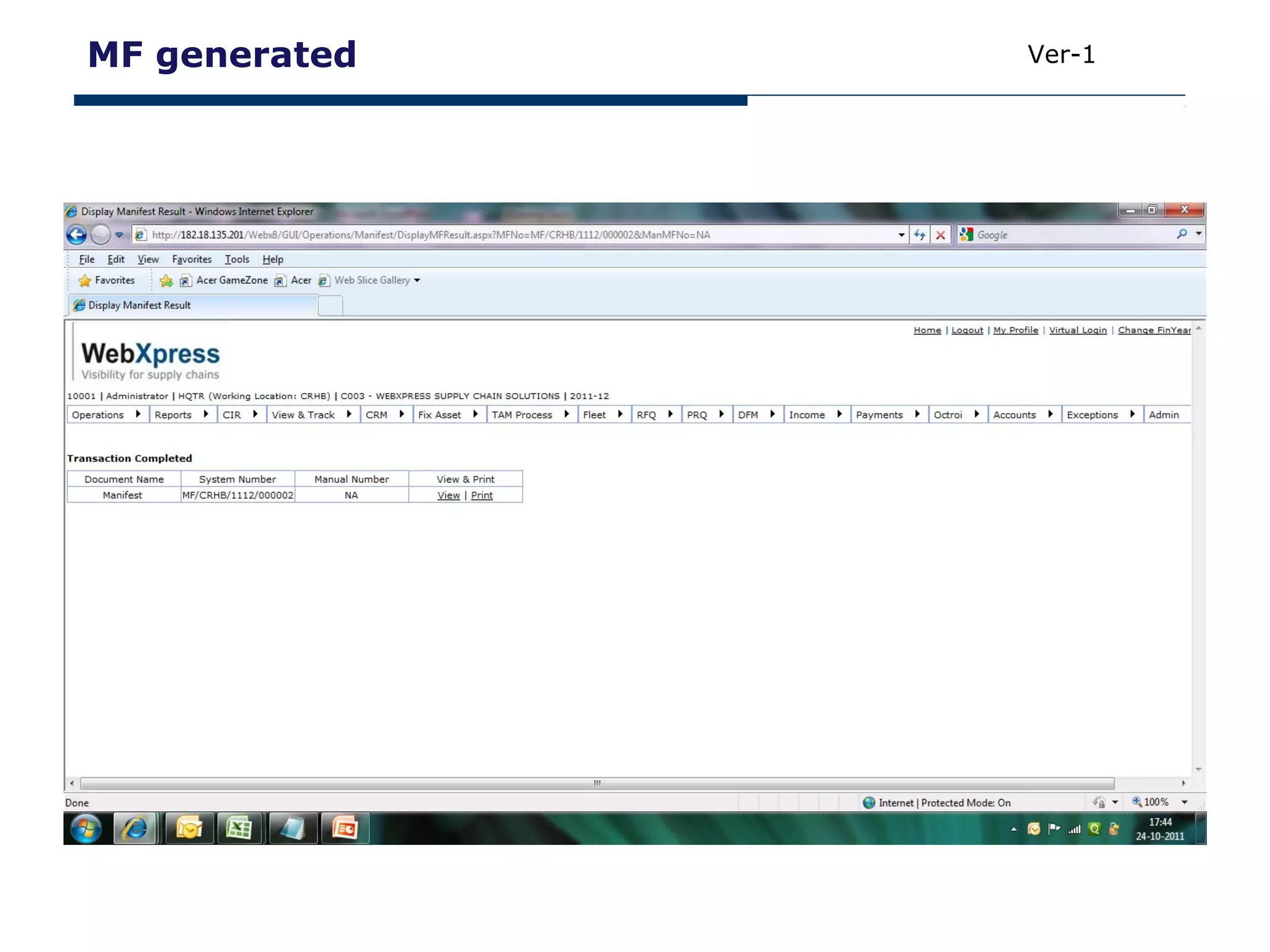 WebXpress Transshipment Module | PPT