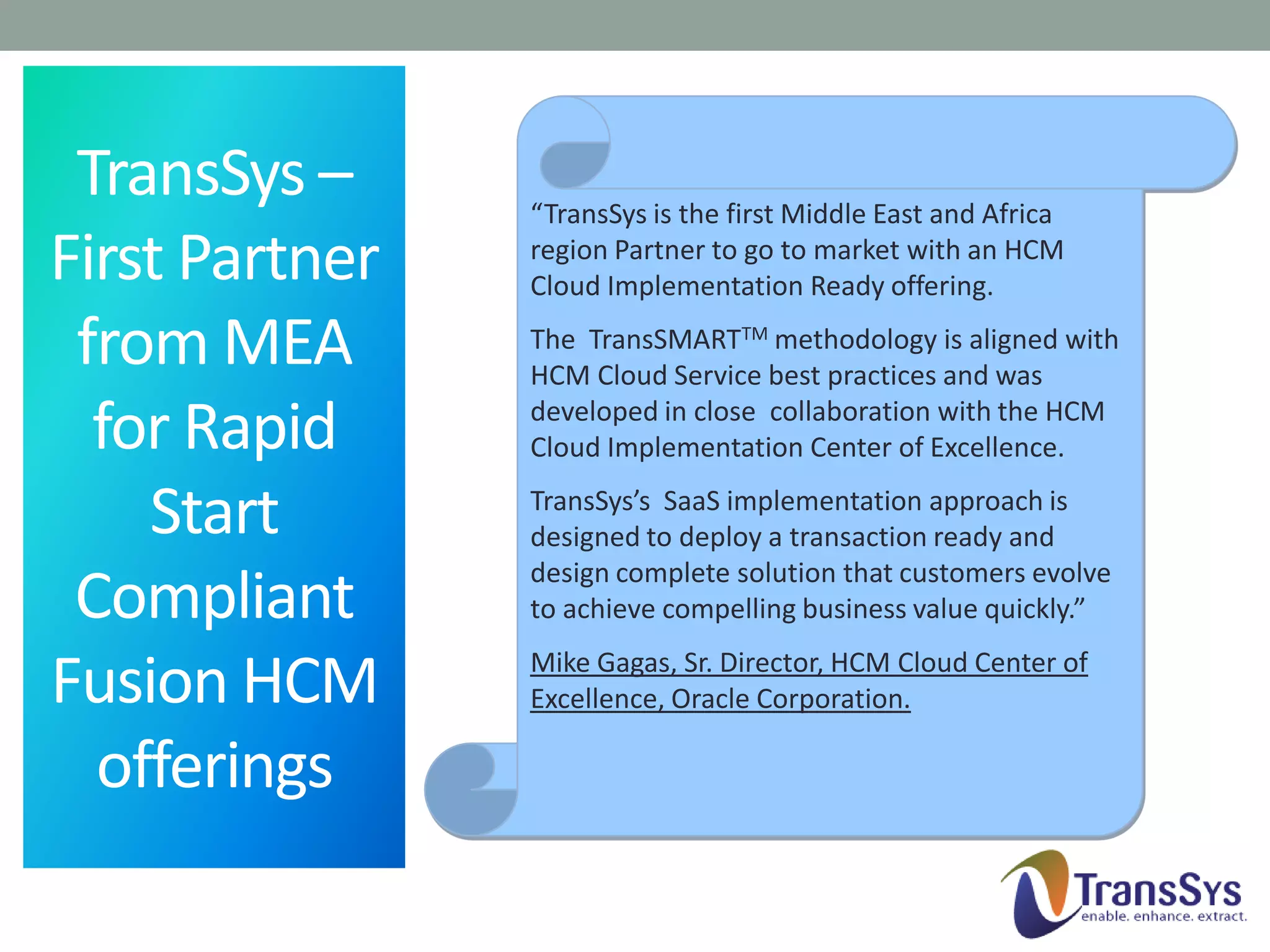 TransSys Fusion HCM Offerings | PPT