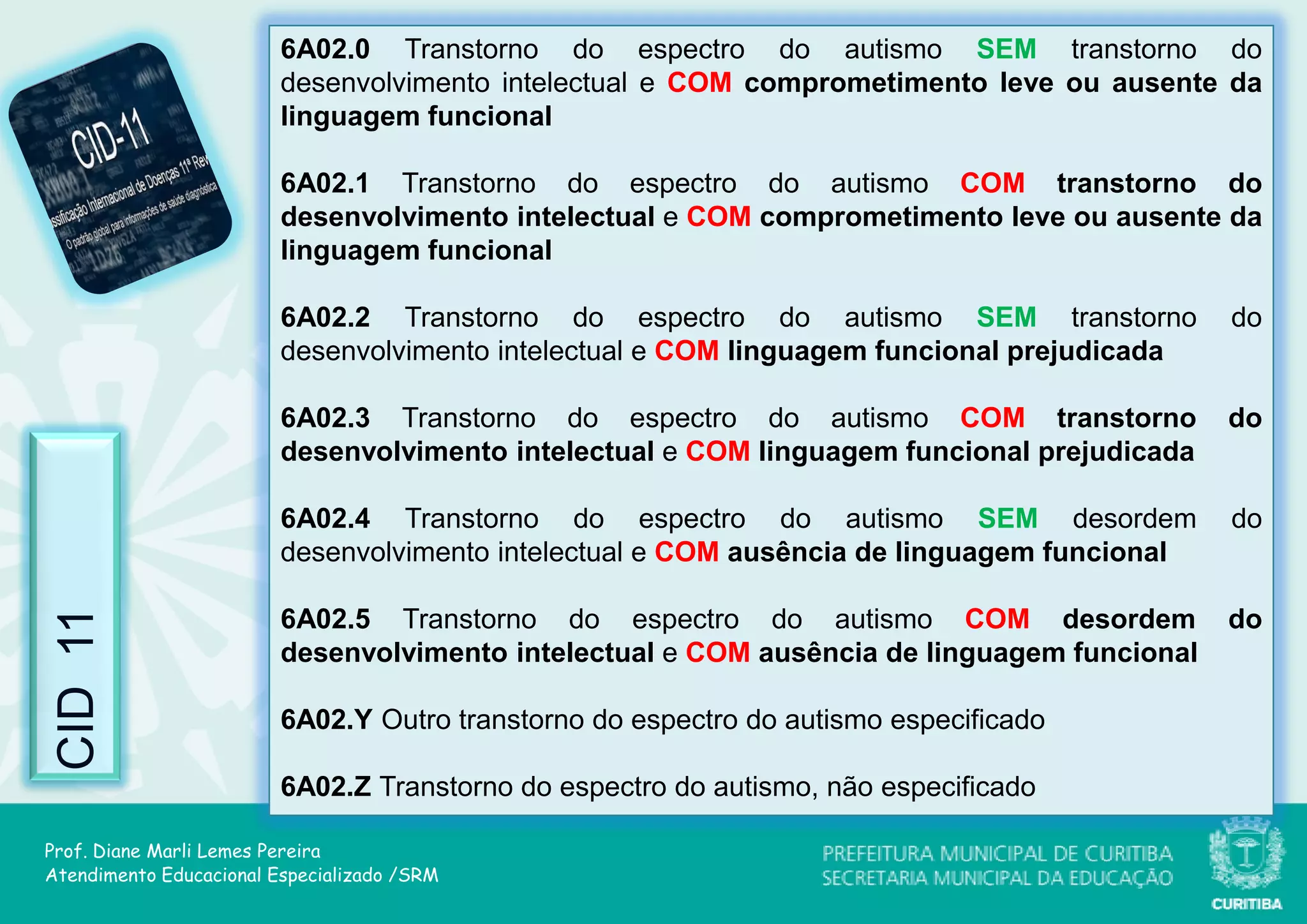 Transtorno do espectro do autismo prof. diane 2019 | PDF