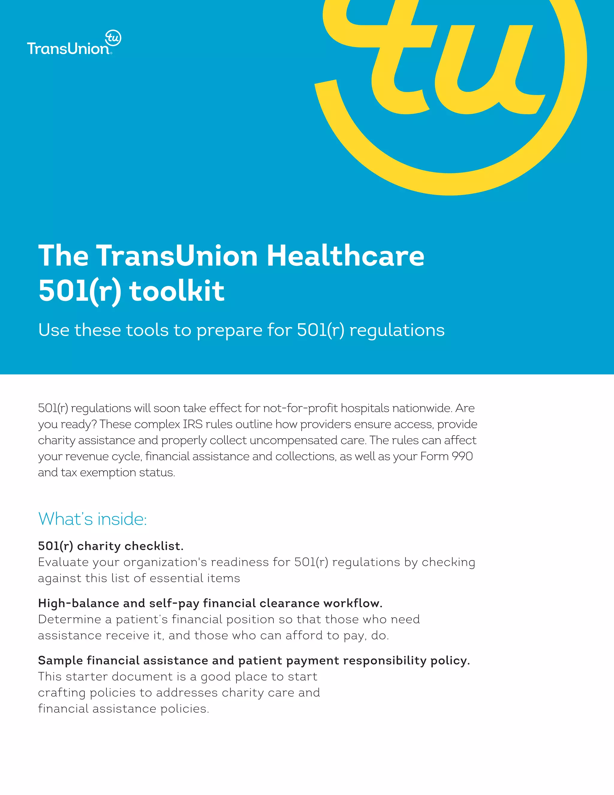 TransUnion Healthcare 501(r) Toolkit | PDF