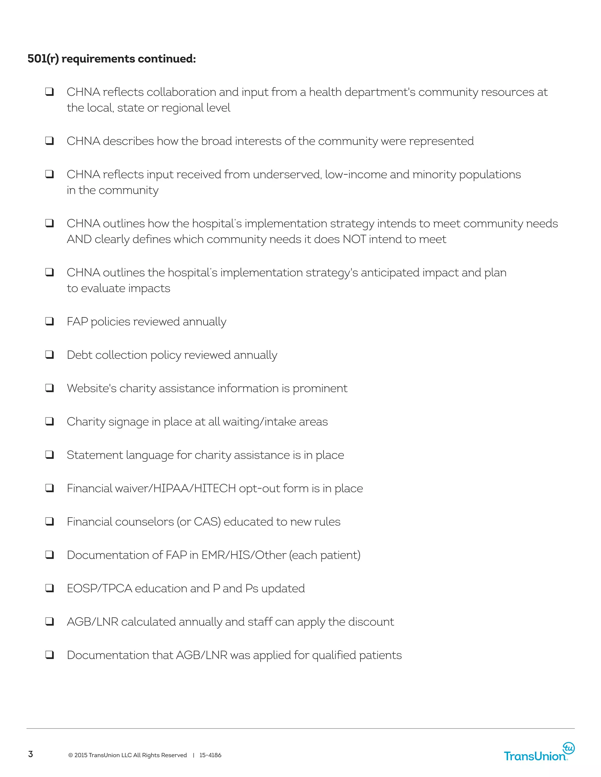 TransUnion Healthcare 501(r) Toolkit | PDF