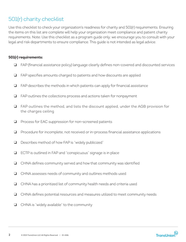 TransUnion Healthcare 501(r) Toolkit | PDF