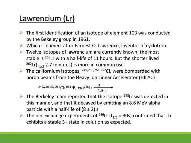 Transuranic elements | PPTX | Chemistry | Science