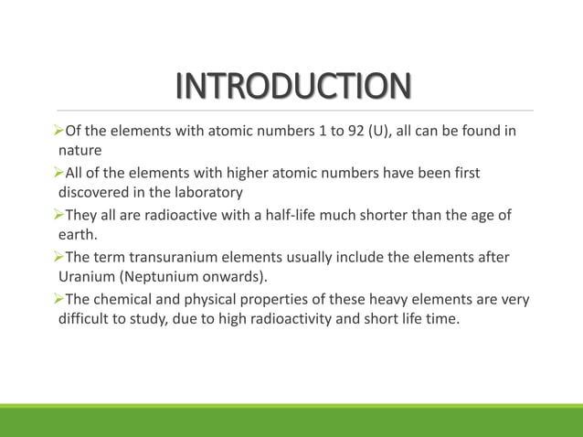 Transuranic elements | PPTX | Chemistry | Science