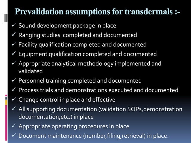 Transdermal(matrix system) validation ppt | PPT
