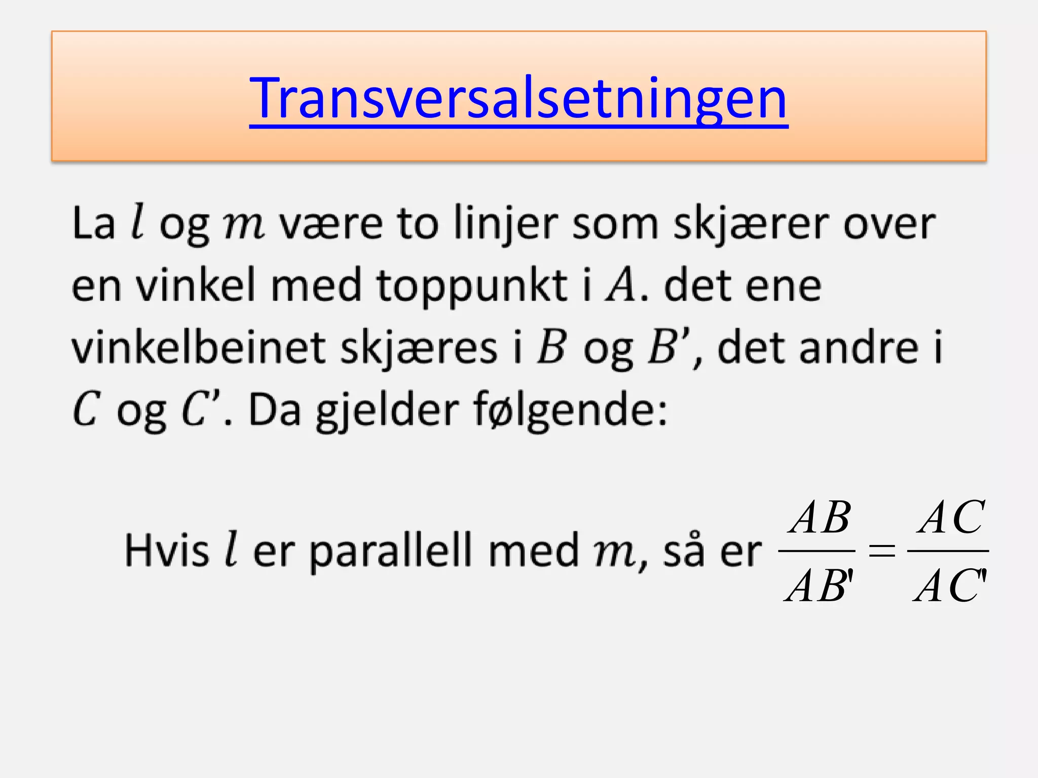 Transversalsetningen | PPTX