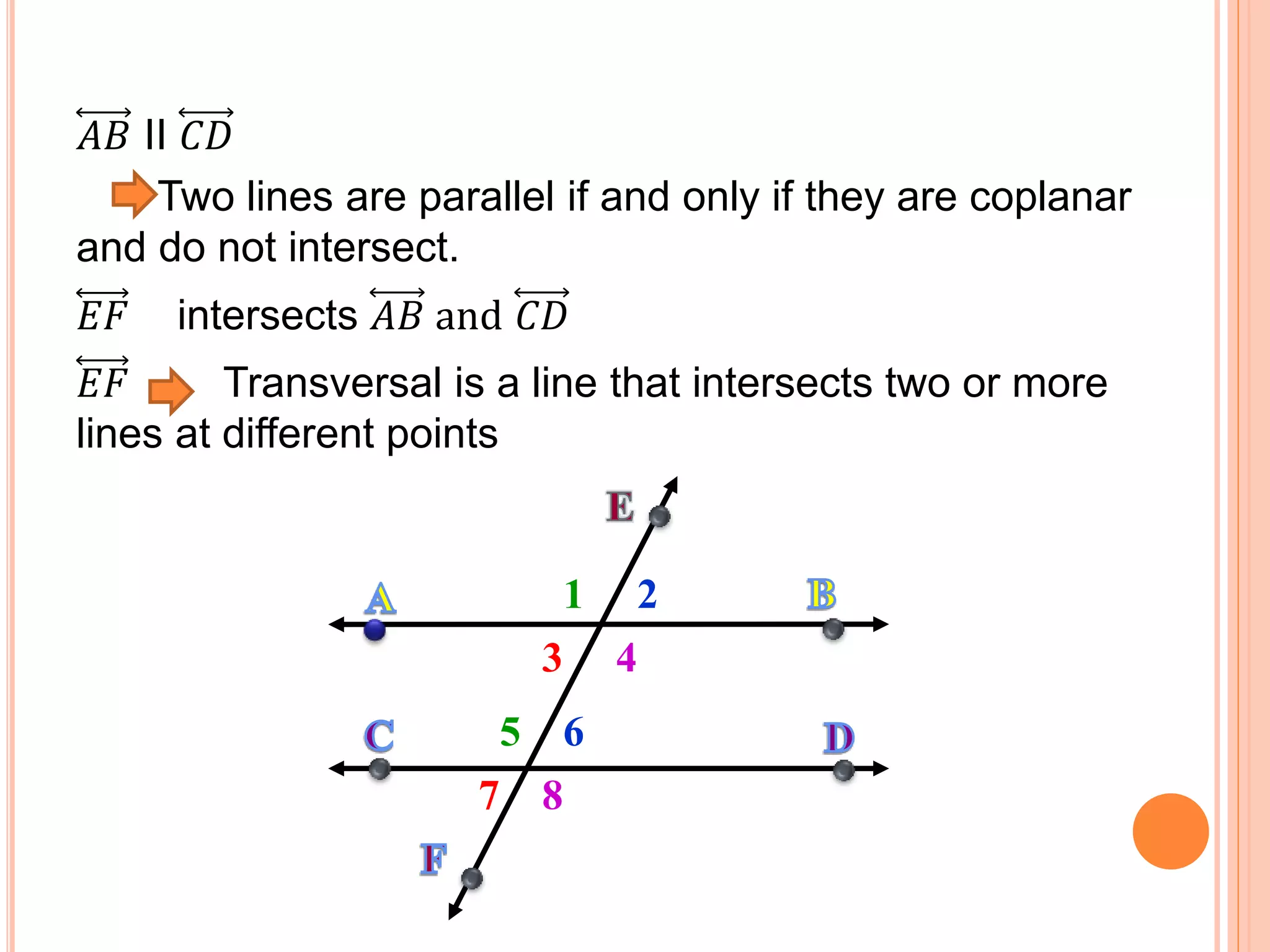 Angles Formed by Parallel Lines Cut by a Transversal | PPTX