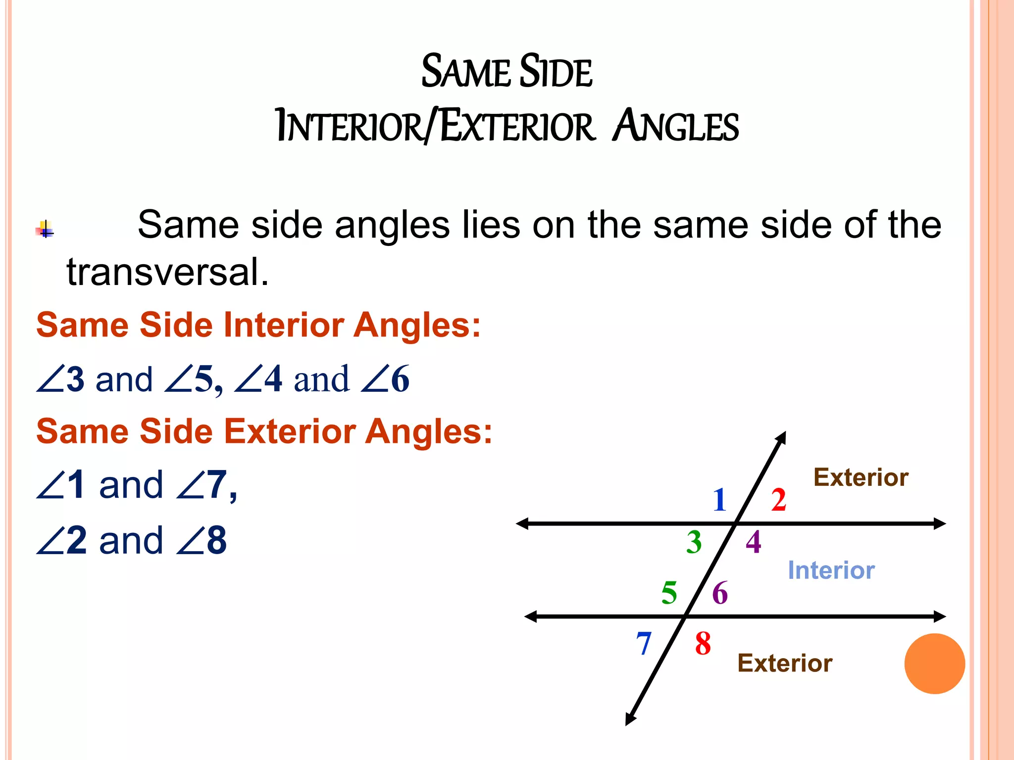 Angles Formed by Parallel Lines Cut by a Transversal | PPTX