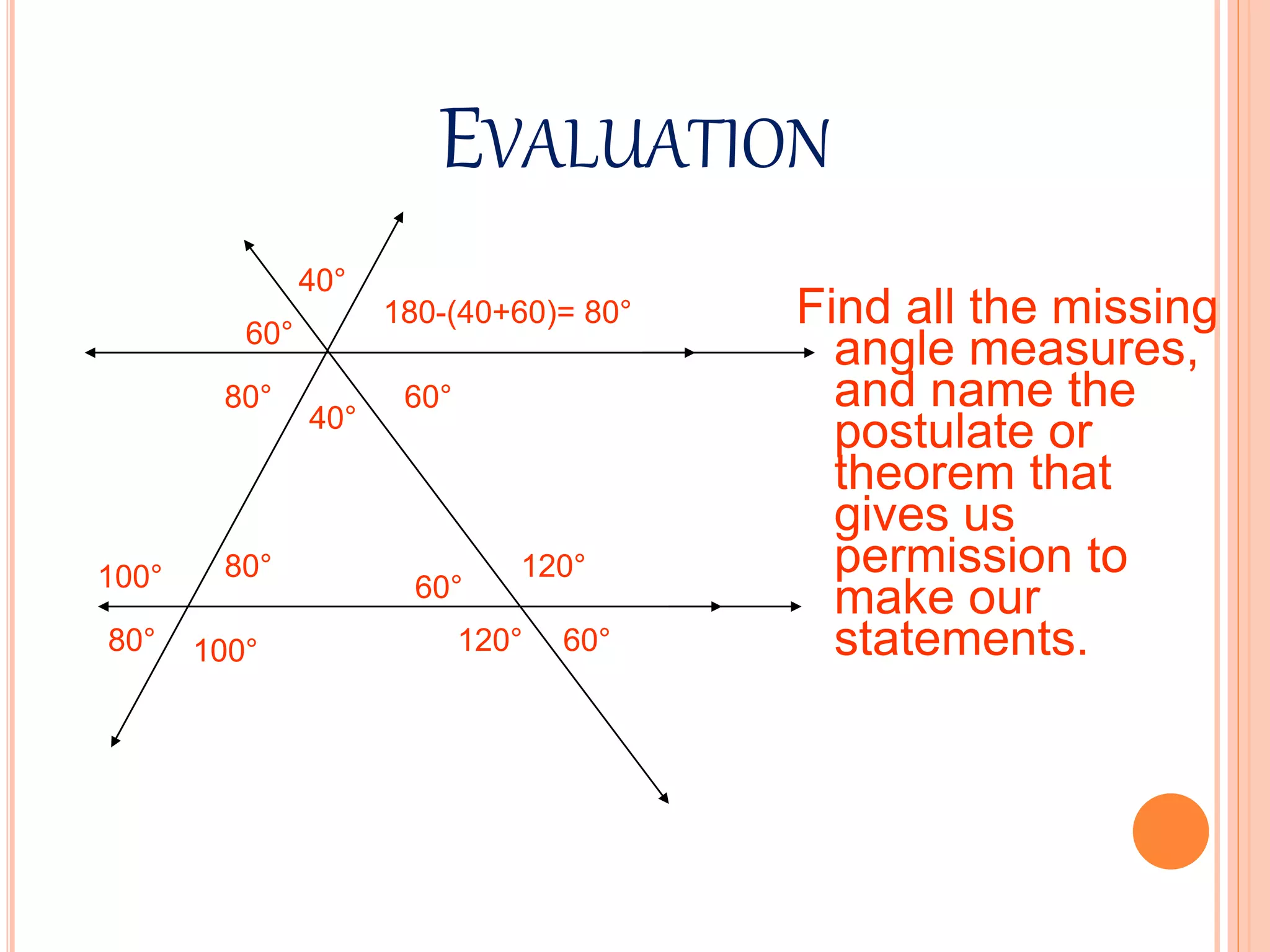 Angles Formed by Parallel Lines Cut by a Transversal | PPTX