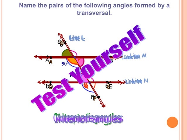 Angles Formed by Parallel Lines Cut by a Transversal | PPTX | Science
