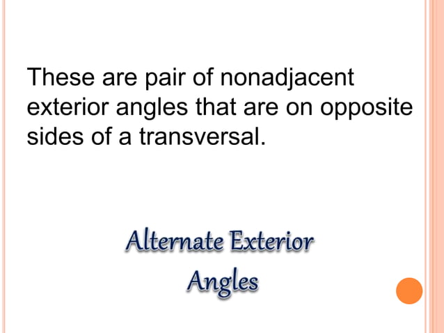 Angles Formed by Parallel Lines Cut by a Transversal | PPTX | Science