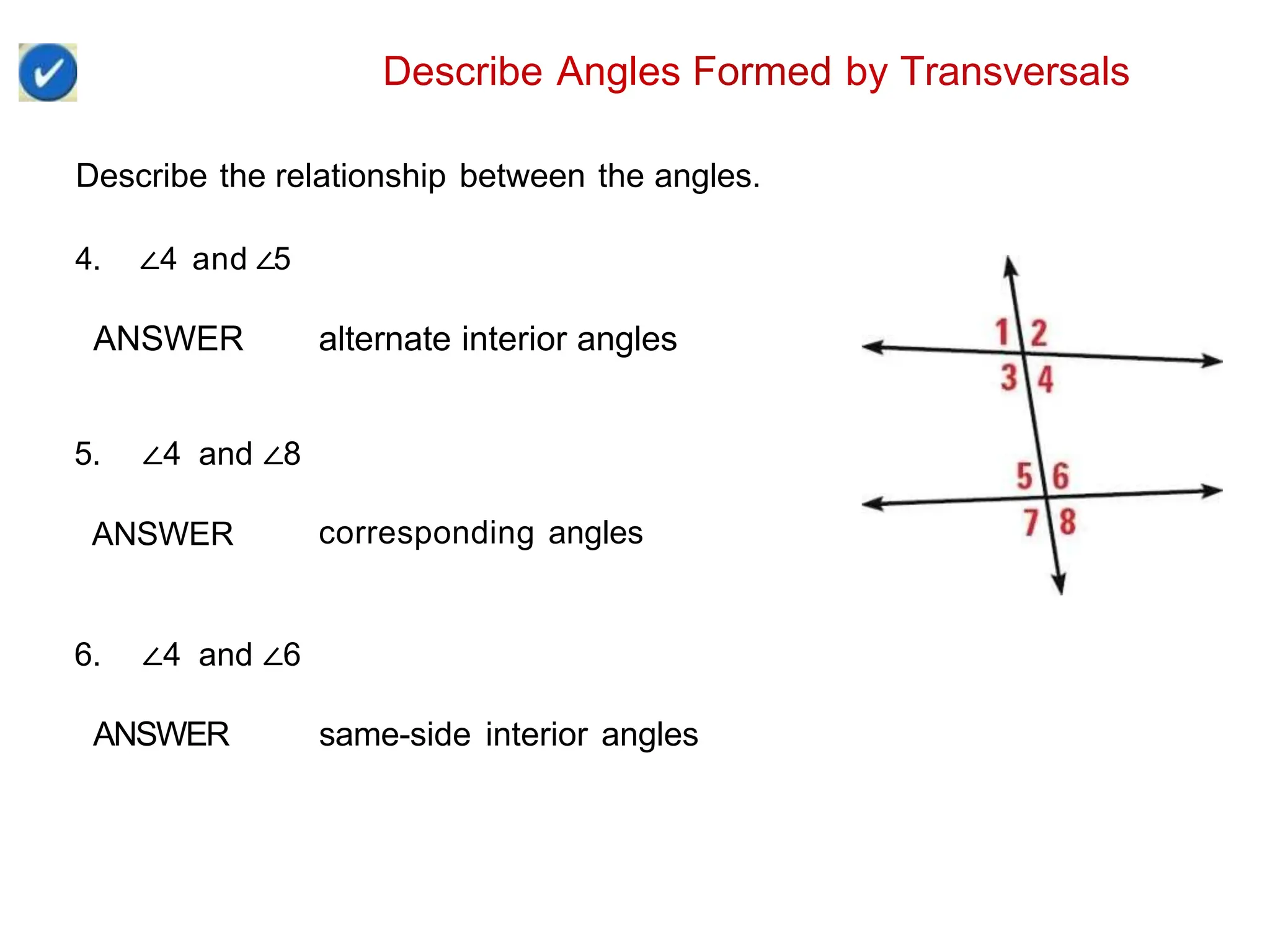 Special Angles Formed by a Transversal_Angle Pairs | PPTX
