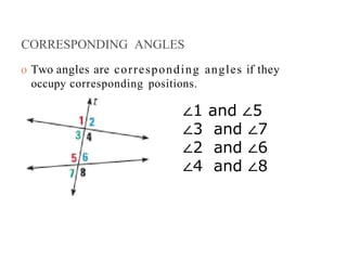 Special Angles Formed by a Transversal_Angle Pairs | PPTX