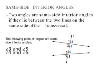 Special Angles Formed by a Transversal_Angle Pairs | PPTX