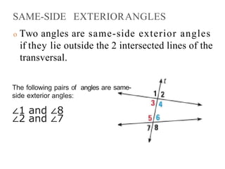 Special Angles Formed by a Transversal_Angle Pairs | PPTX