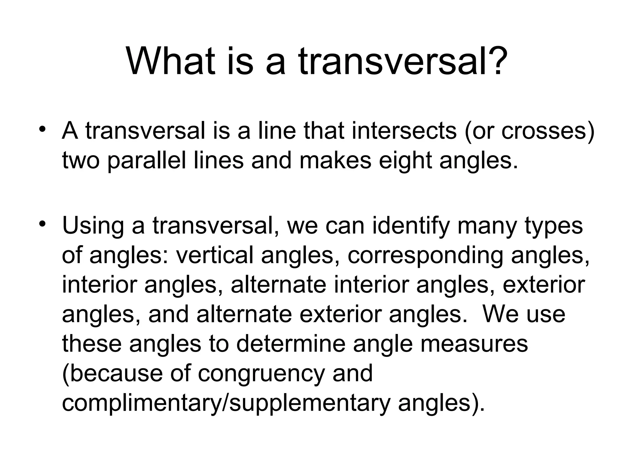 Transversals Vocabulary | PPT