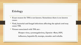 transverse myelitis.pdf detailed presentation on transverse myelitis | PDF