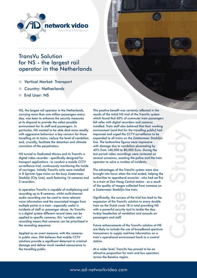 Trans Vu Netherlands Rail Case Study Adnv | PDF