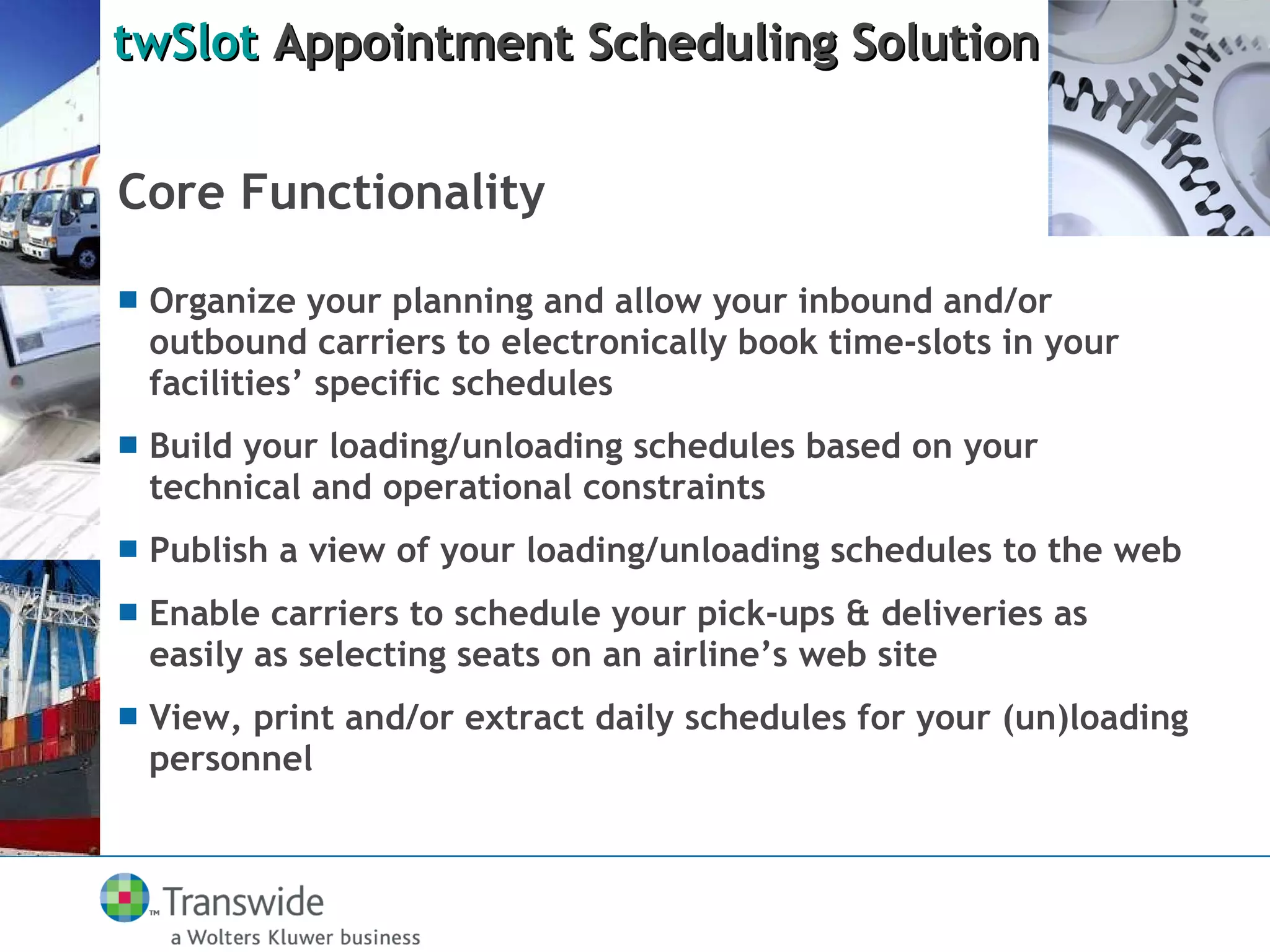 Transwide Appointment Scheduling Solutions | PPS