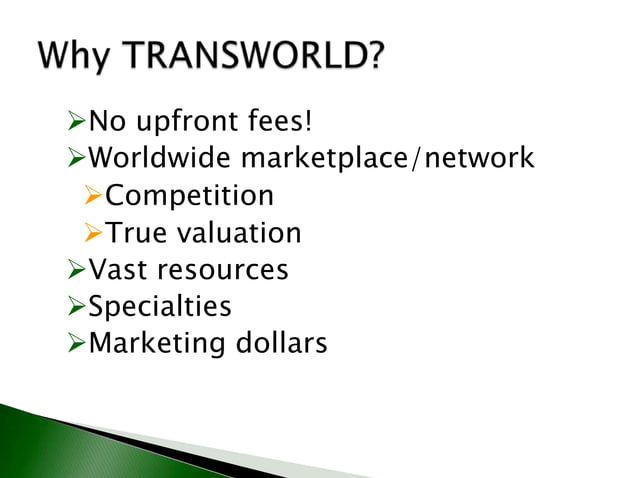 Transworld presentation setup (1) | PPTX | Sales | Business