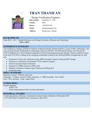 TRAN_THANH_AN_CV | PDF