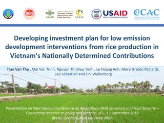 Developing investment plan for low emission development interventions from rice production in ...