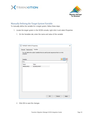 Tranxition sccm integration guide | PDF | Operating Systems | Computer Software and Applications